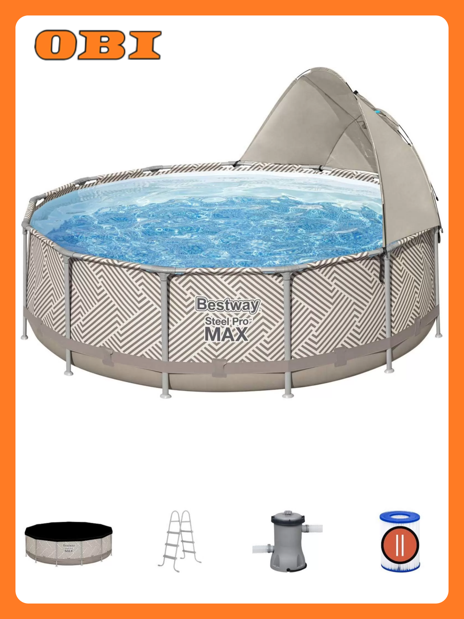 Бассейн каркасный круглый Bestway Steel Pro Max, 396х396х107 см