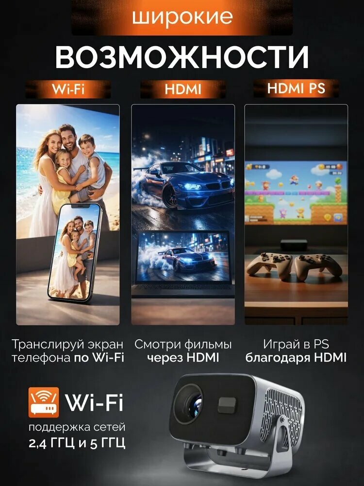 Проектор A10 домашний портативный 4K ultra HD WiFi smart projection 8G — фото 1