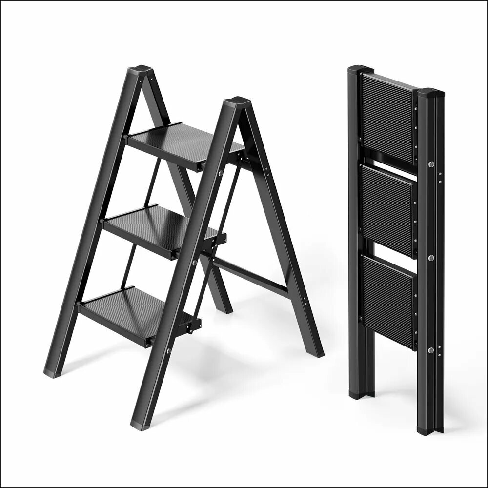 Стремянка трехcтупенчатая с противоскользящими ступенями