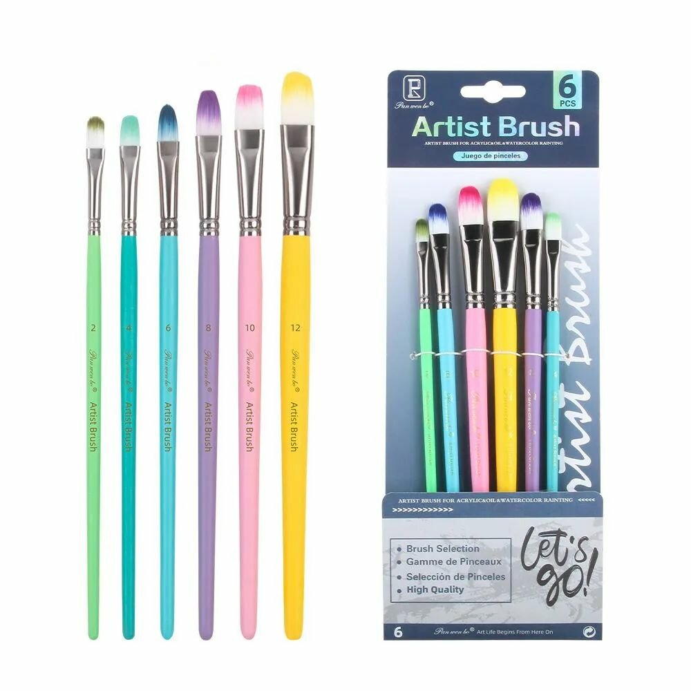 Набор кистей для рисования Кошачий язык № 3, 6 шт.