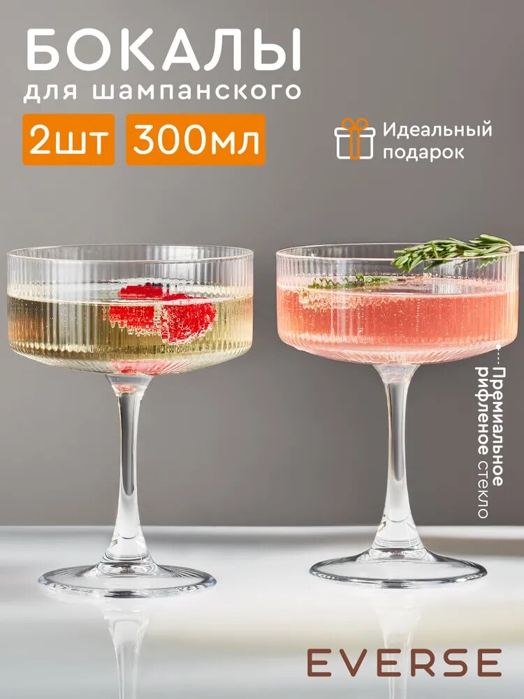Бокал "рифленый" 300 мл, 2 шт