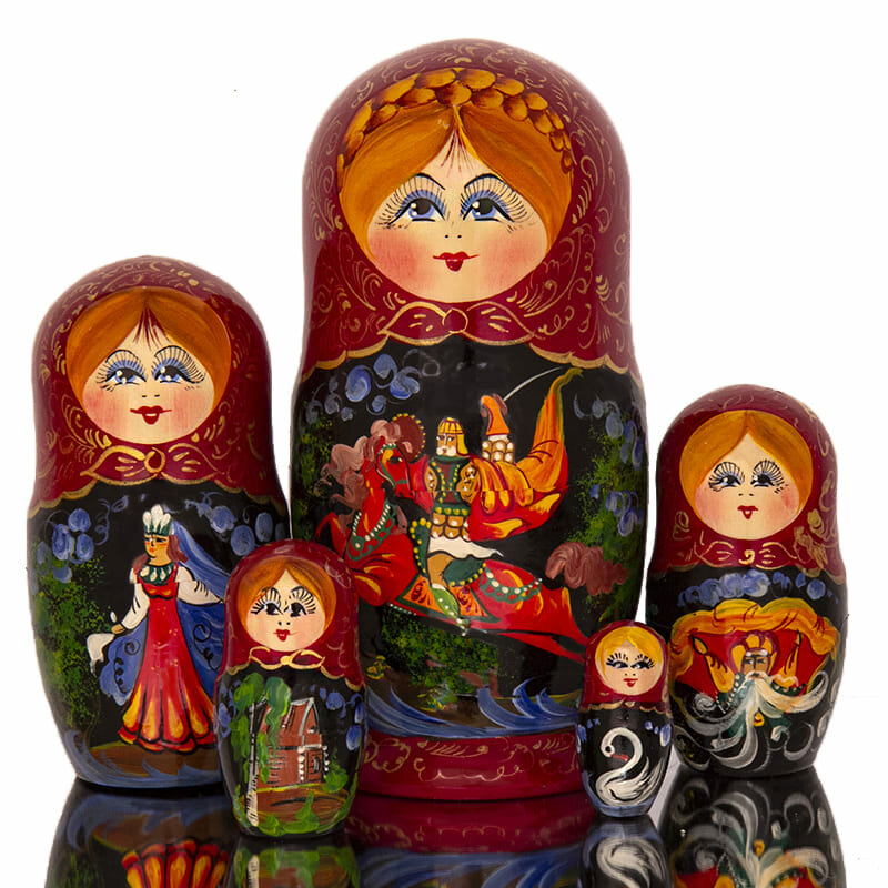 Авторская деревяная матрешка сказка Руслан и Людмила 5 мест 17 см