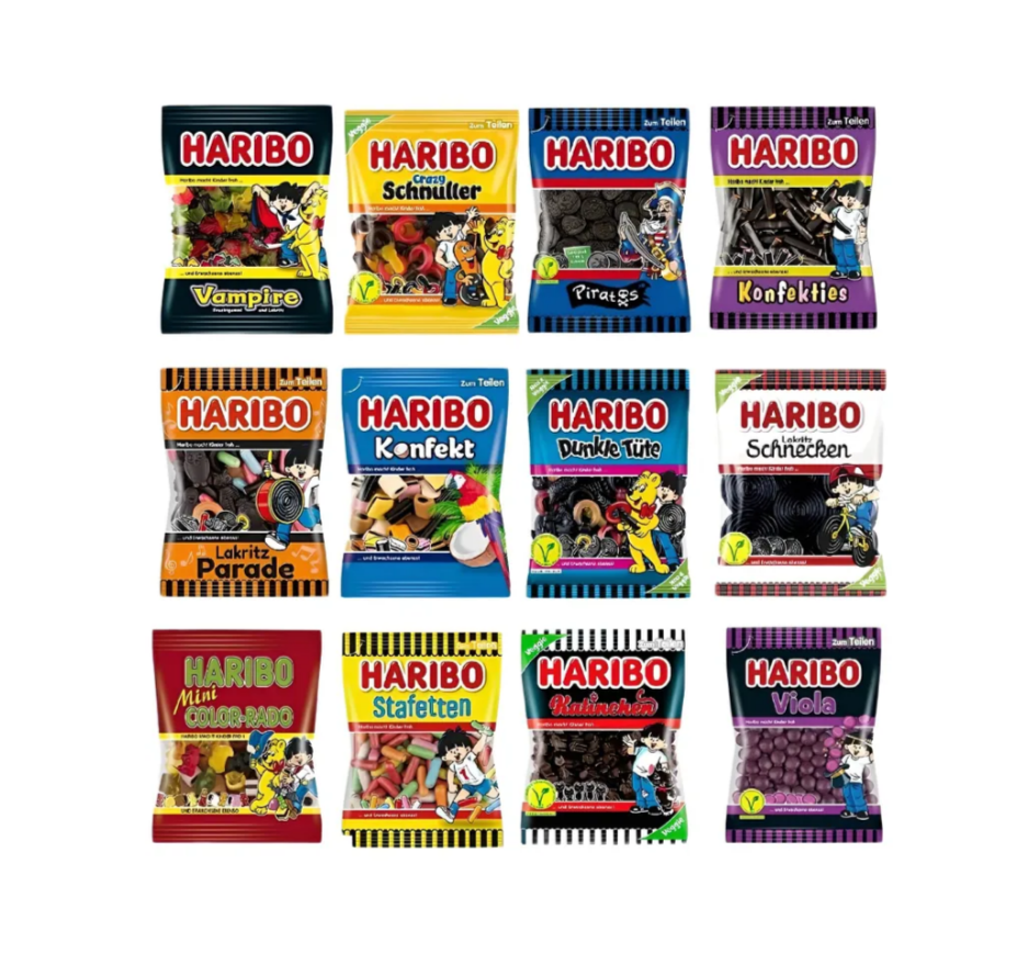 Большой набор лакричного мармелада Haribo, ( 12 шт), Германия.
