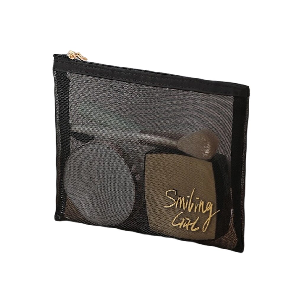 Сетчатая косметичка большой емкости для путешествий, прозрачная портативная сумка для хранения-плоский рот