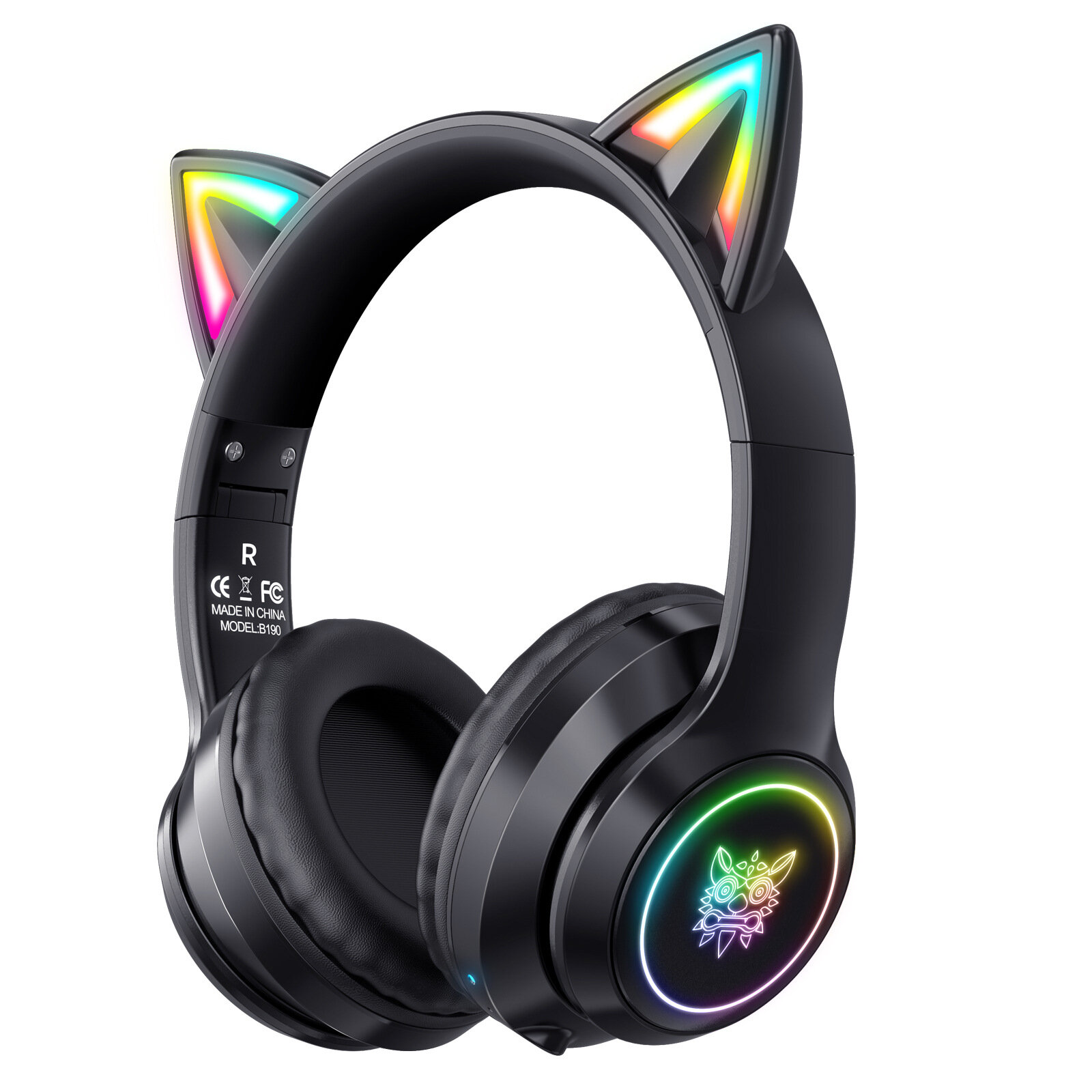 ONIKUMA B90 Bluetooth-гейминг RGB-подсветка наушники с котячьими ушами для женщин — черный, совместимость с мобильными