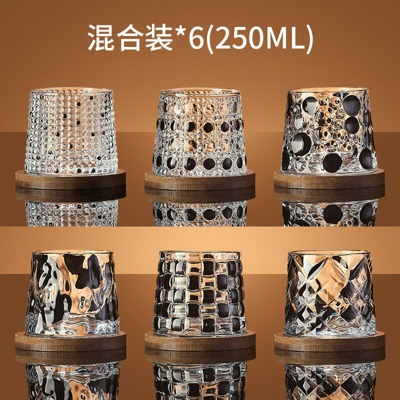 Bangbeibei толстое цветное стекло креативная вращающаяся рюмка для виски ручная роспись кружащаяся чашка с деревянным поддоном декомпрессионная чашка