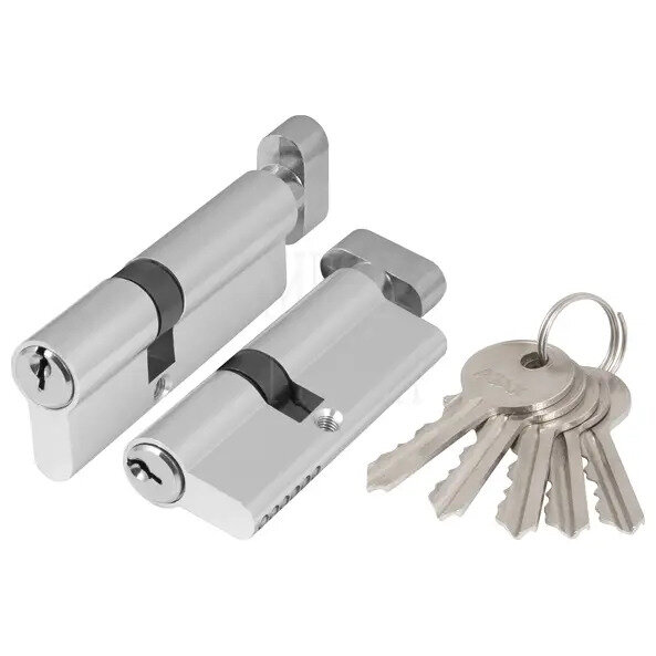 Цилиндровый механизм (личинка для корпусов замков, входных и межкомнатных) Ajax (Китай) ключ-вертушка серии AX100 хром 40/30