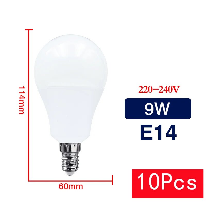 Светодиодные лампы GRZBI E27 E14 3W-24W 220V-E14-9W, Warm White