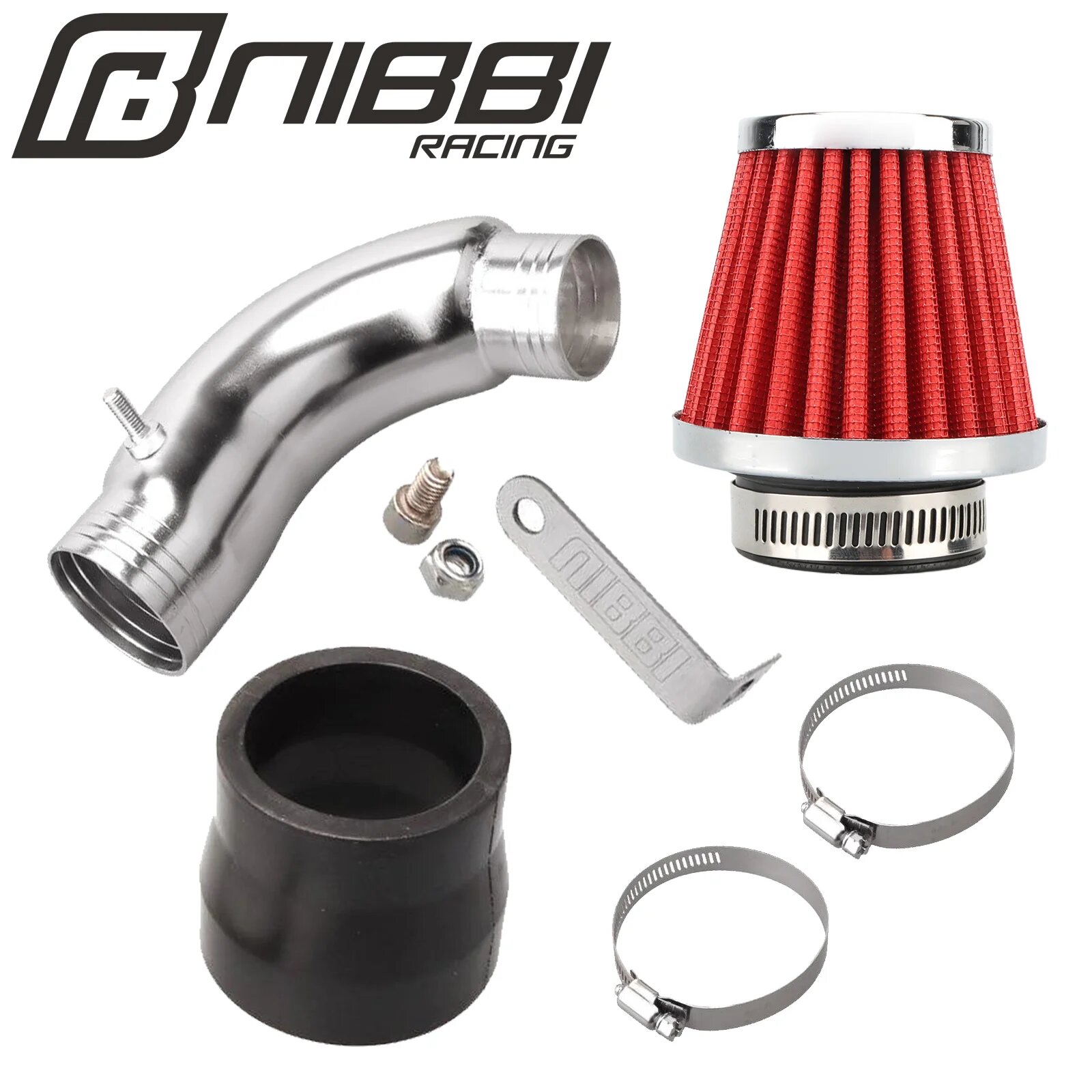 NIBBI воздушный фильтр с ЧПУ с высоким расходом, 48 мм, алюминиевая кривая труба, комплект впускного коллектора для Honda Yamaha GY6, двигатель скутера, карбюратор Inter