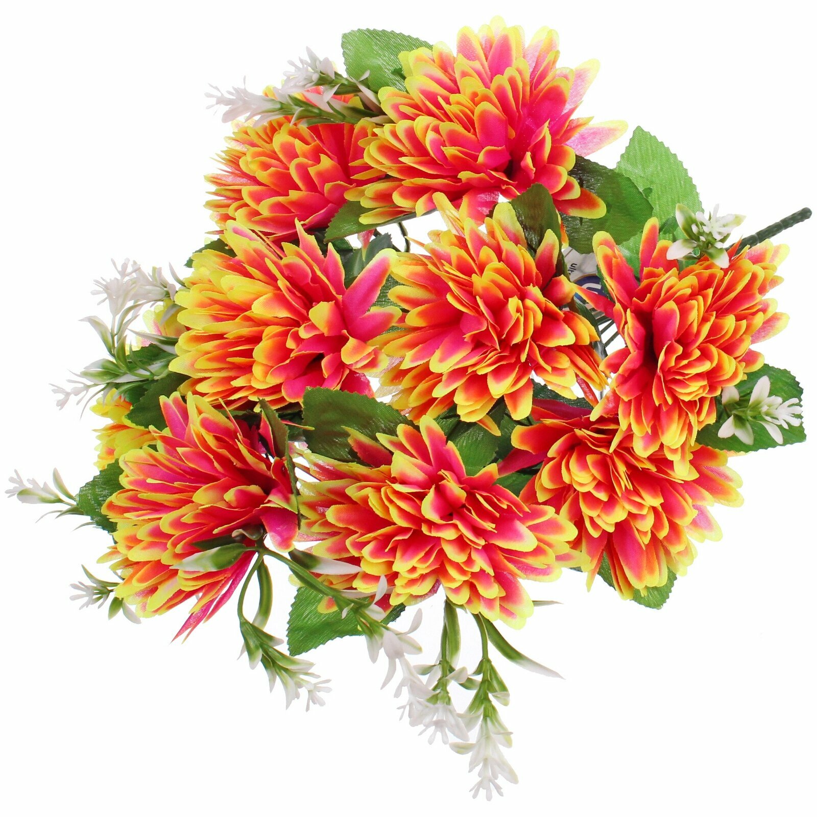 Букет искусственных хризантем «Цветочная мелодия», 43 см, 10 цветков, сиреневый неон, микс цветов