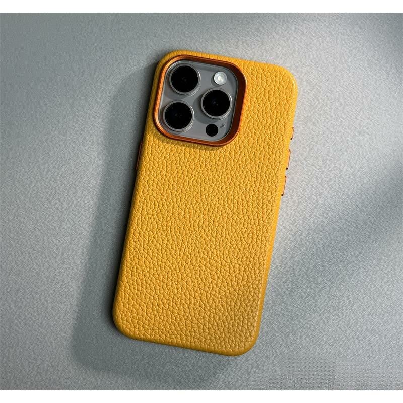 Подходящий чехол для телефона Личи Кожа Лимонно-желтый - IPhone16