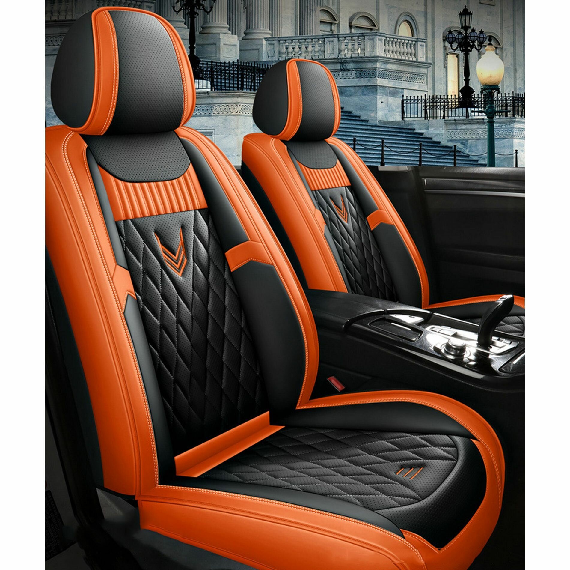 Универсальный чехол для большинства автомобилей (материал - кожа) / чехол для автомобильных сидений / экокожа-.