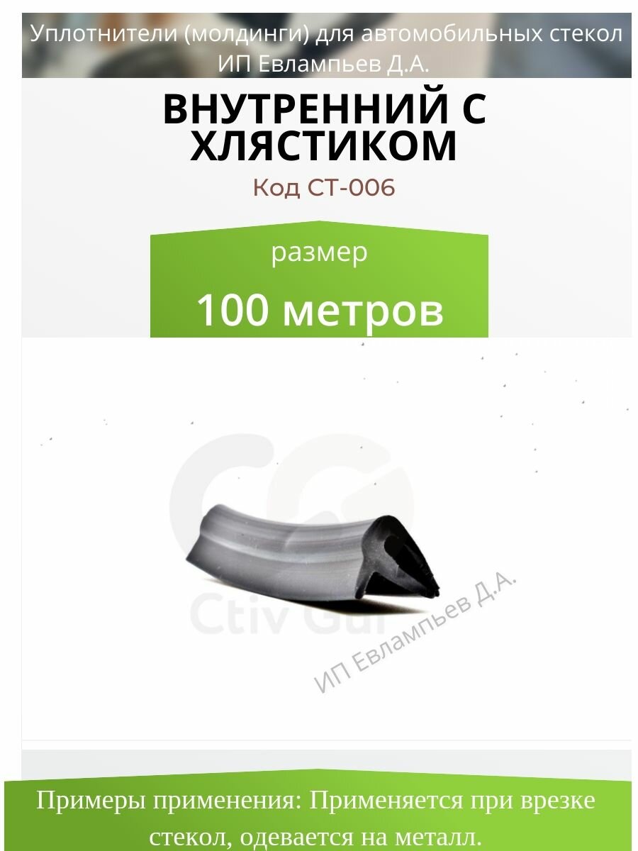 Уплотнители (молдинги) для автомобильных стекол Молдинг внутренний с хлястиком