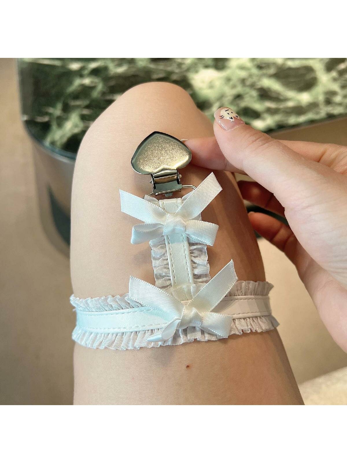 Кружевной кожаный пояс-гартер для женщин, Розовый