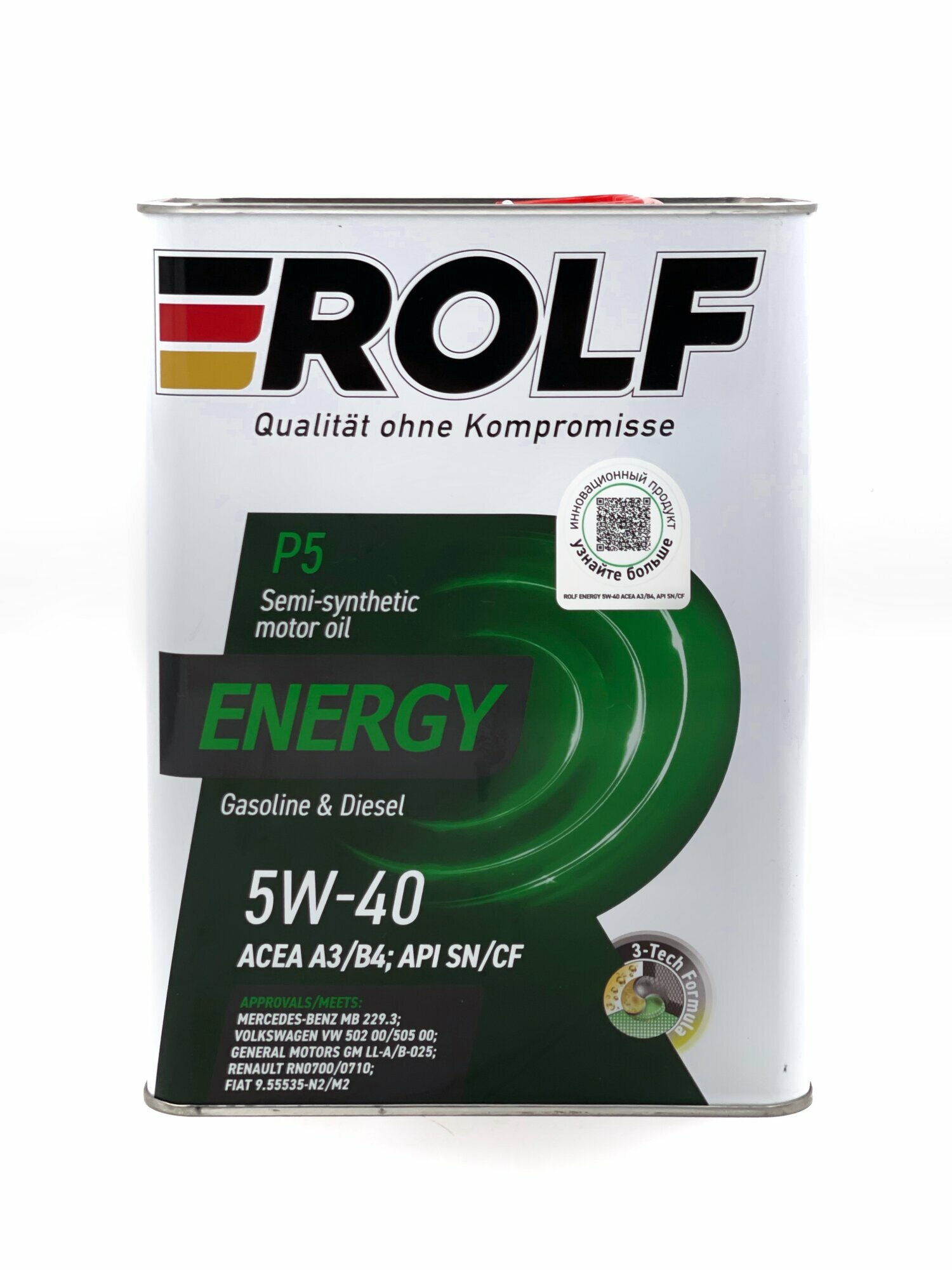 Масло моторное Rolf Energy P5 5w-40 A3/B4 SN/CF, 4 литра, полусинт