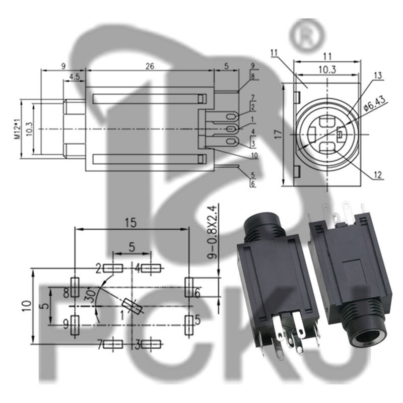 6.35 Аудио разъем разъем для наушников Монофокальный/двойной микрофон усилитель микрофона динамик разъем 6.35-103