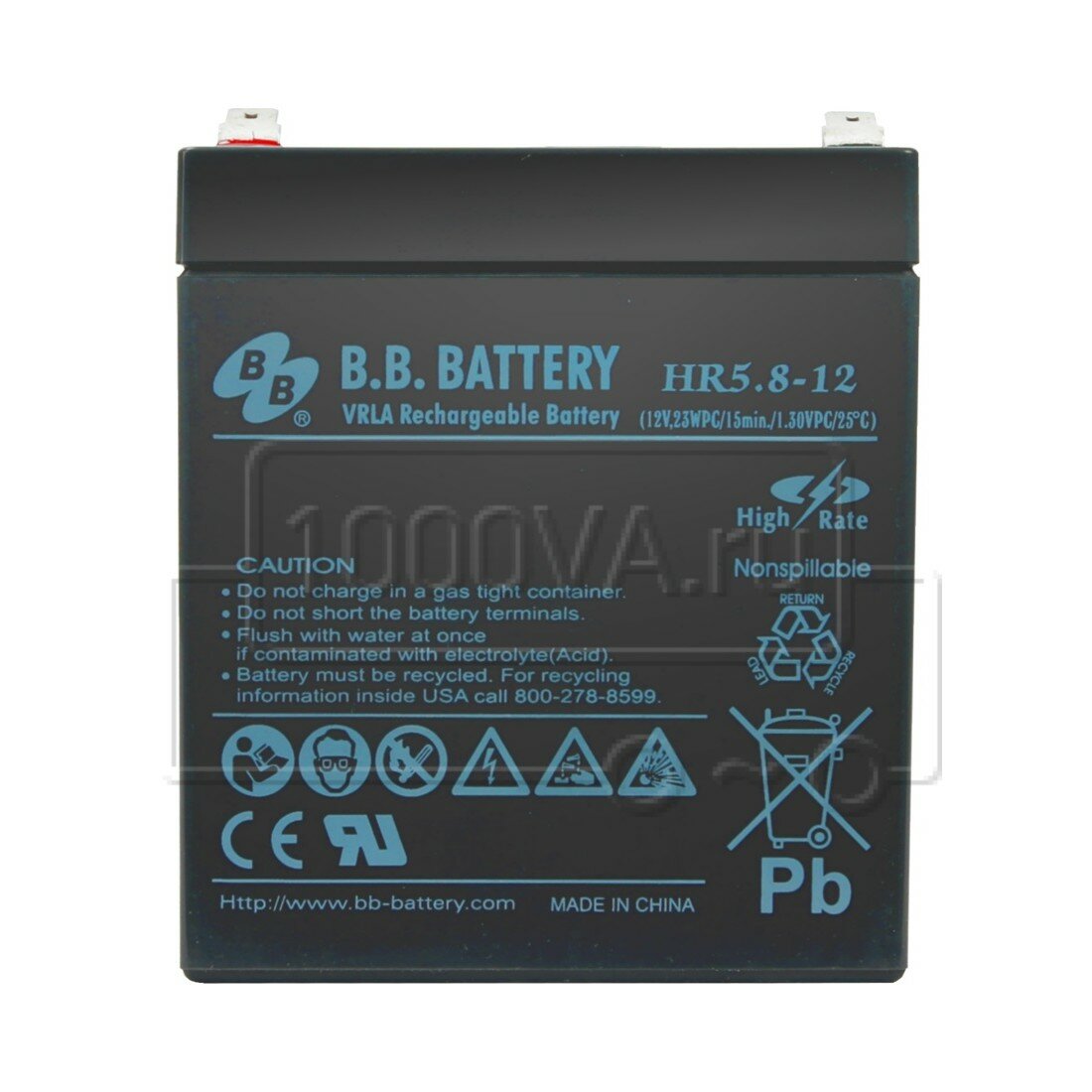 Герметизированный свинцово-кислотный аккумулятор B.B. Battery HR 5.8-12 (12V 5.8Ah)