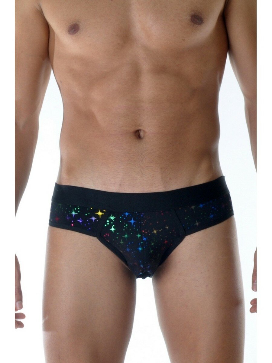 Мужские трусы слипы черные с разноцветными блестками Don Moris DM111827 XL (48)