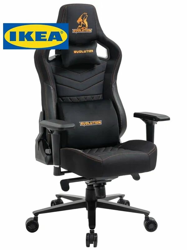 Игровое кресло EVOLUTION NOMAD Black/Orange - тканевое, 4D подлокотники, поддержка поясницы, до 150 кг