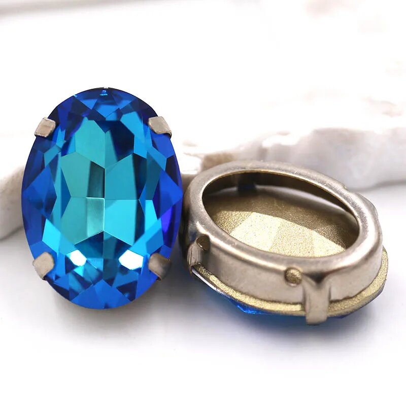 Синий хрустальный камень 13x18mm для одежды