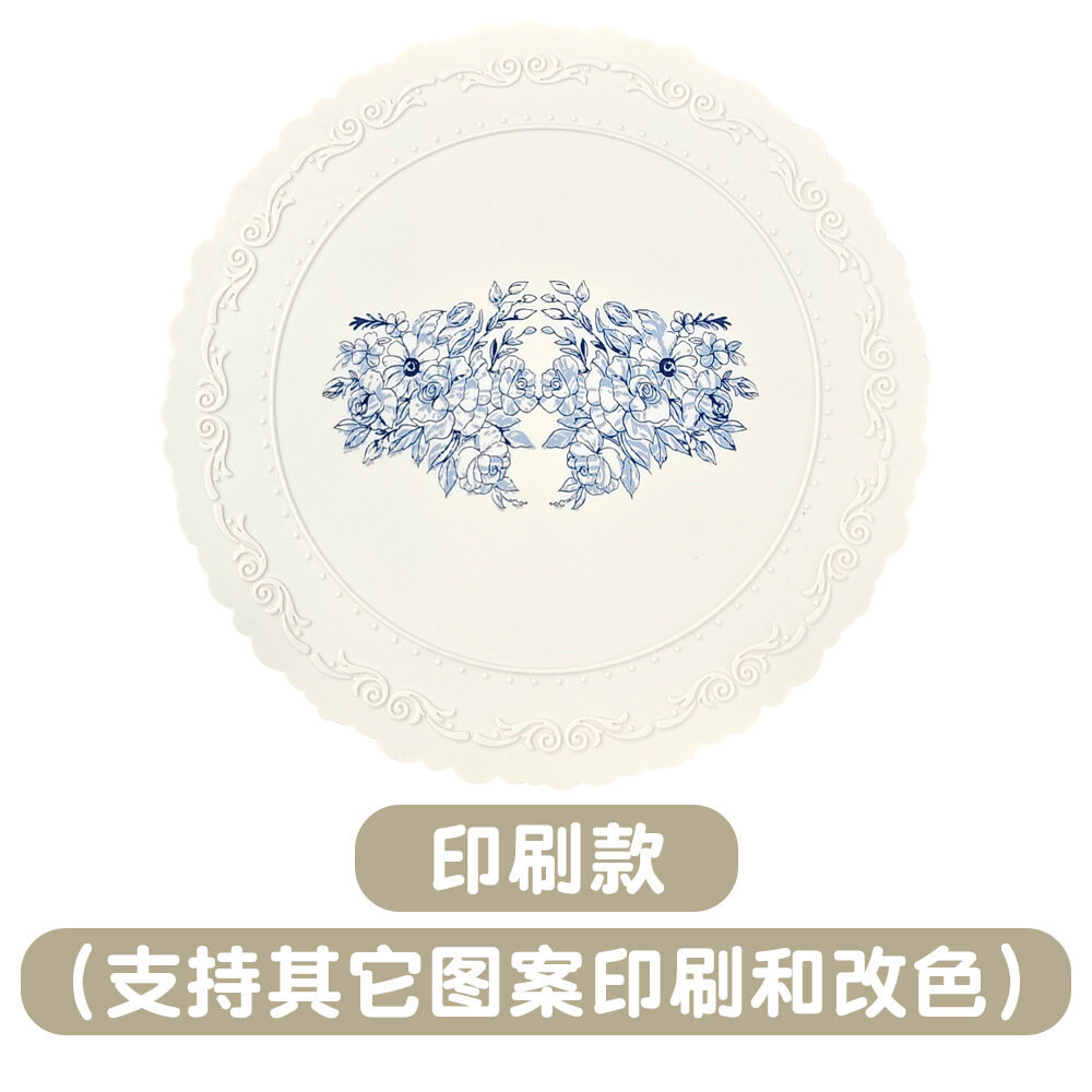 Силиконовая круглая подставка для столовых приборов, утолщенная, пищевого качества, домашняя термоизоляционная подставка, европейский ретро рельефный столовый прибор, подставка для хранения и отвода воды