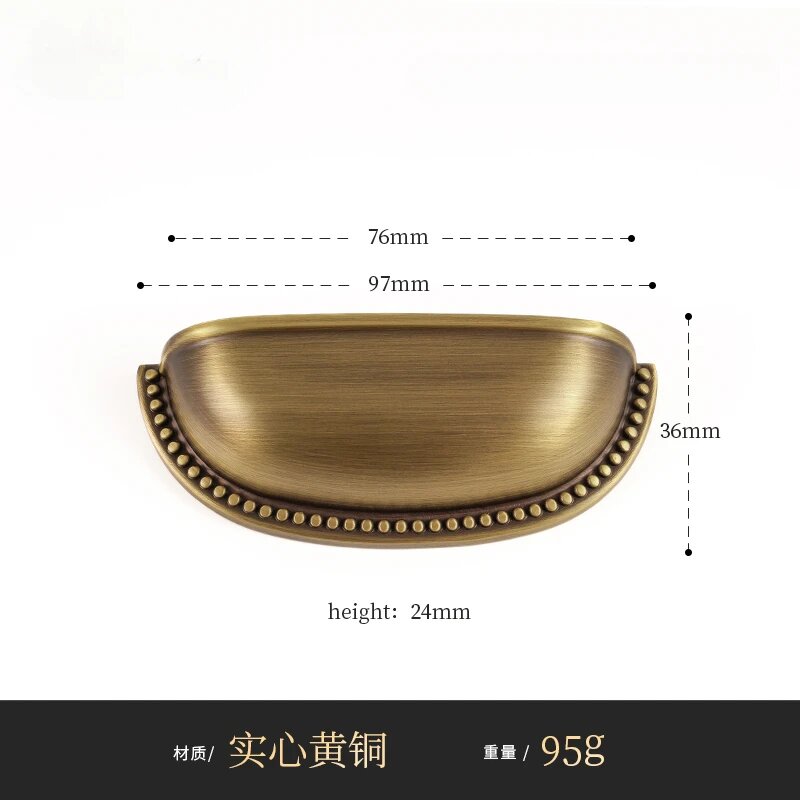 Латунная ручка Semicircle для шкафа 97x76x36 мм