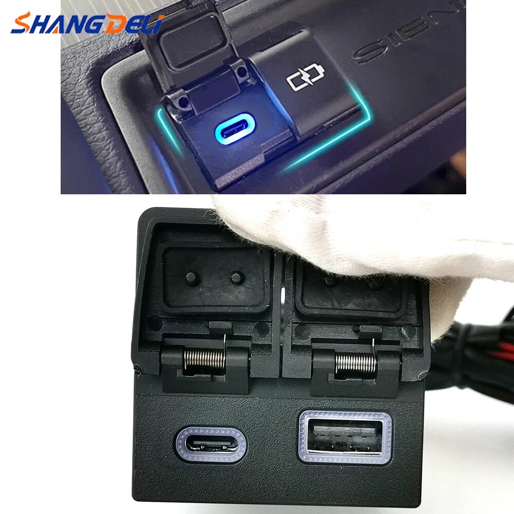 Автомобильное двойное зарядное устройство, адаптер питания, розетка QC3.0 USB Type-C PD для Toyota Camry Avalon Highlander Levin RAV4