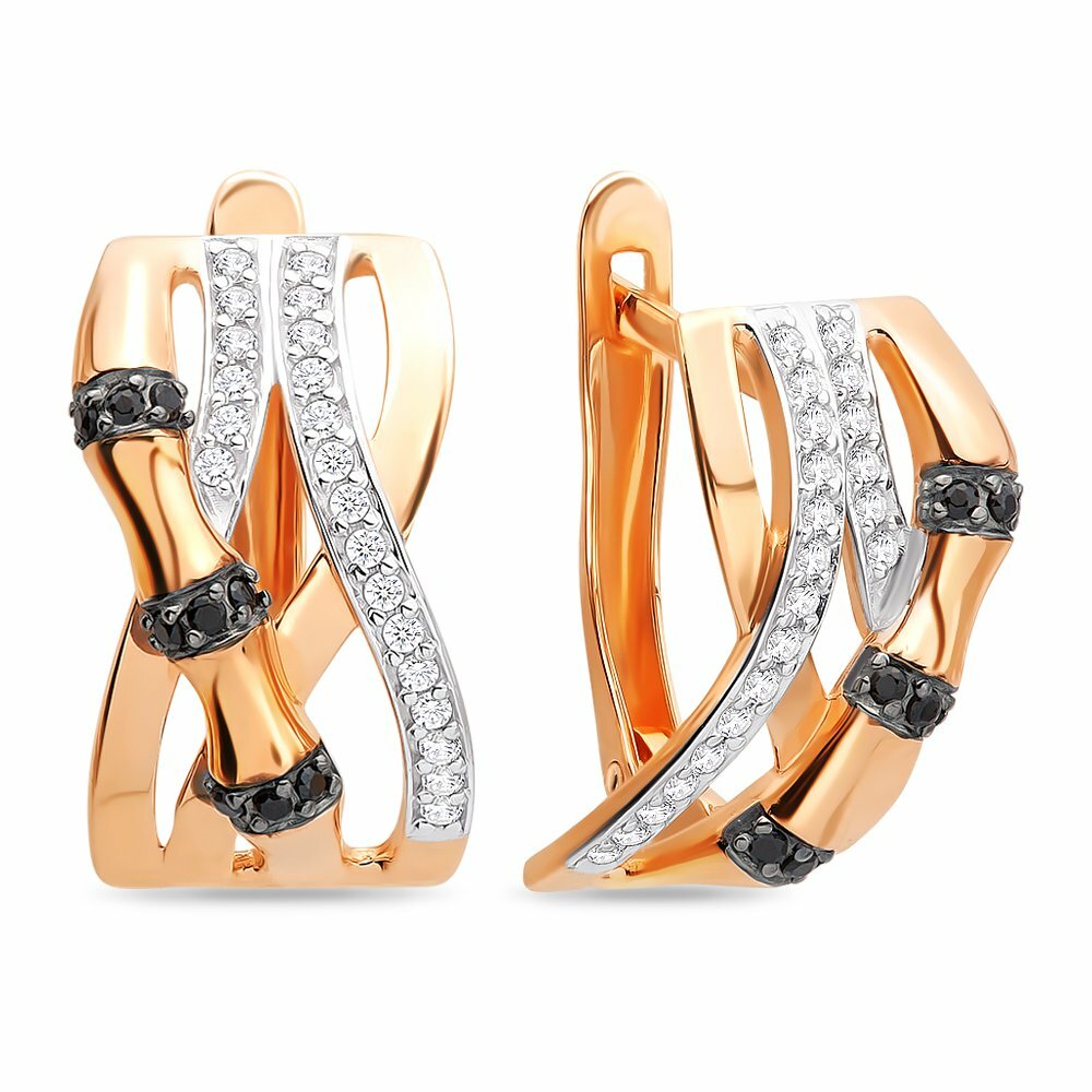 Серьги, красное золото, 585 проба, фианит