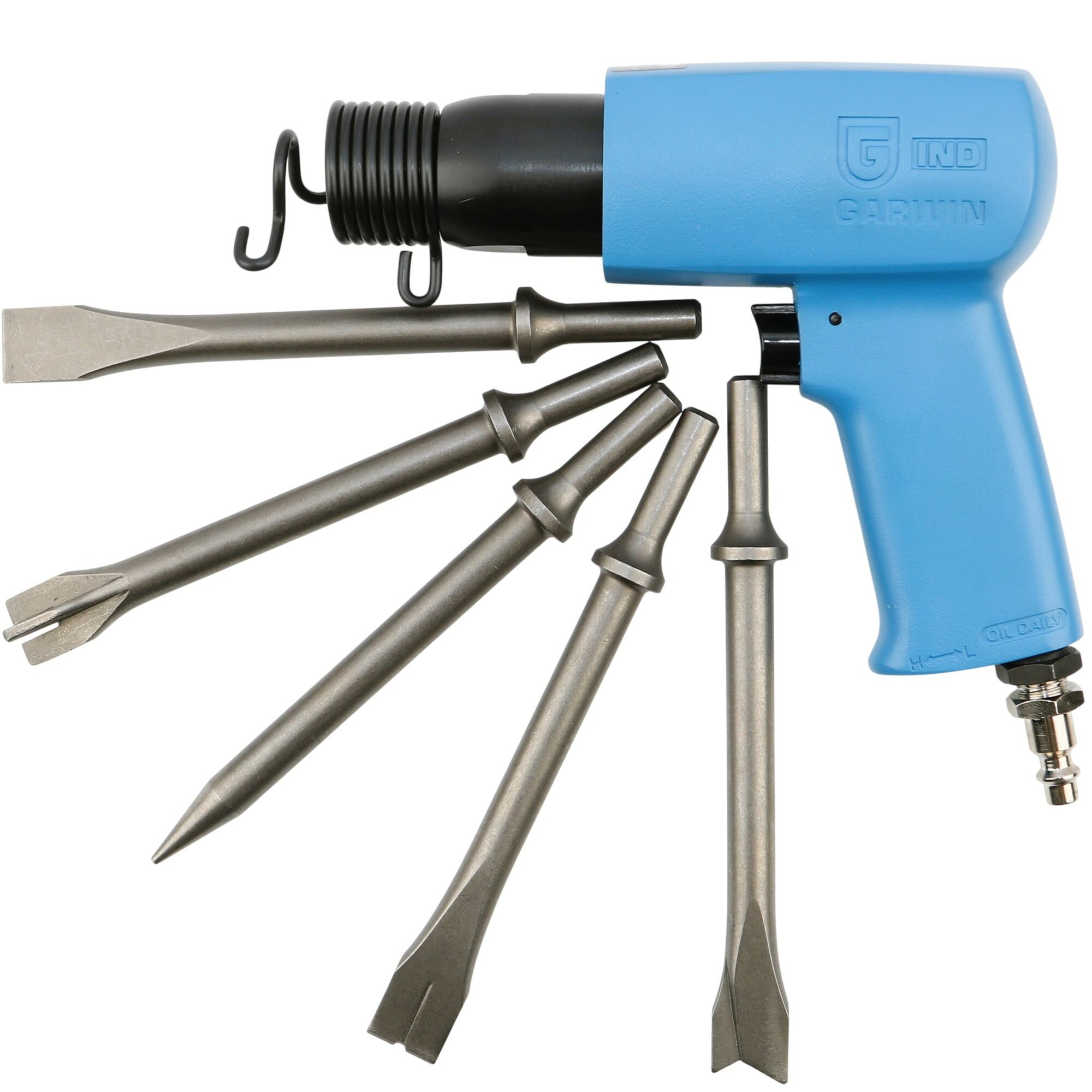 GARWIN INDUSTRIAL 804030-57-4000R Молоток пневматический с 5-ю зубилами 185 мм Энерг. уд. 7,2 Дж, ROUND (0.401"/10,2 мм)