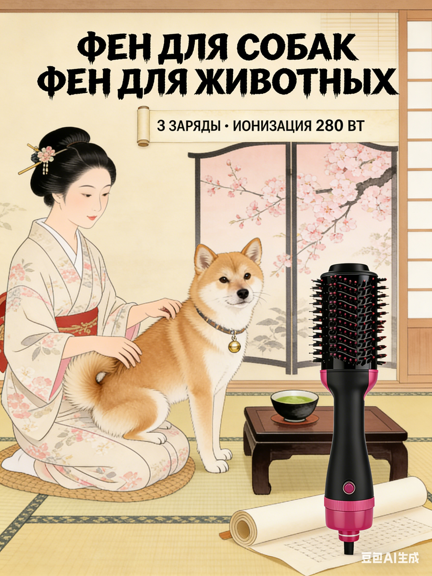 Фен для собак / фен расческа для собак и кошек 2в1