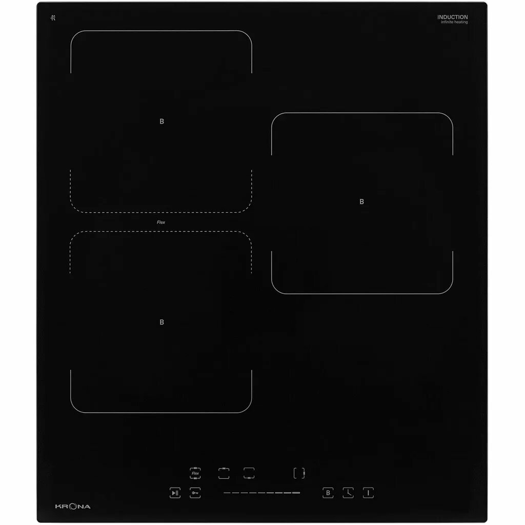 Индукционная варочная поверхность Krona Erde 45 BL 3BFTS, конфорок: 3 шт, стеклокерамика, независимая, черный