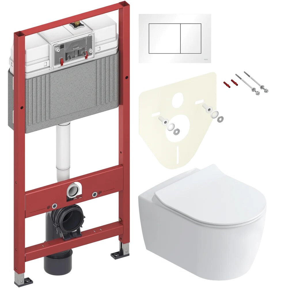 Комплект 2 в 1 Унитаз подвесной STWORKI Ноттвиль SETK3104-2616-001-1-8000 / Инсталляция с кнопкой TECE Base 9400413