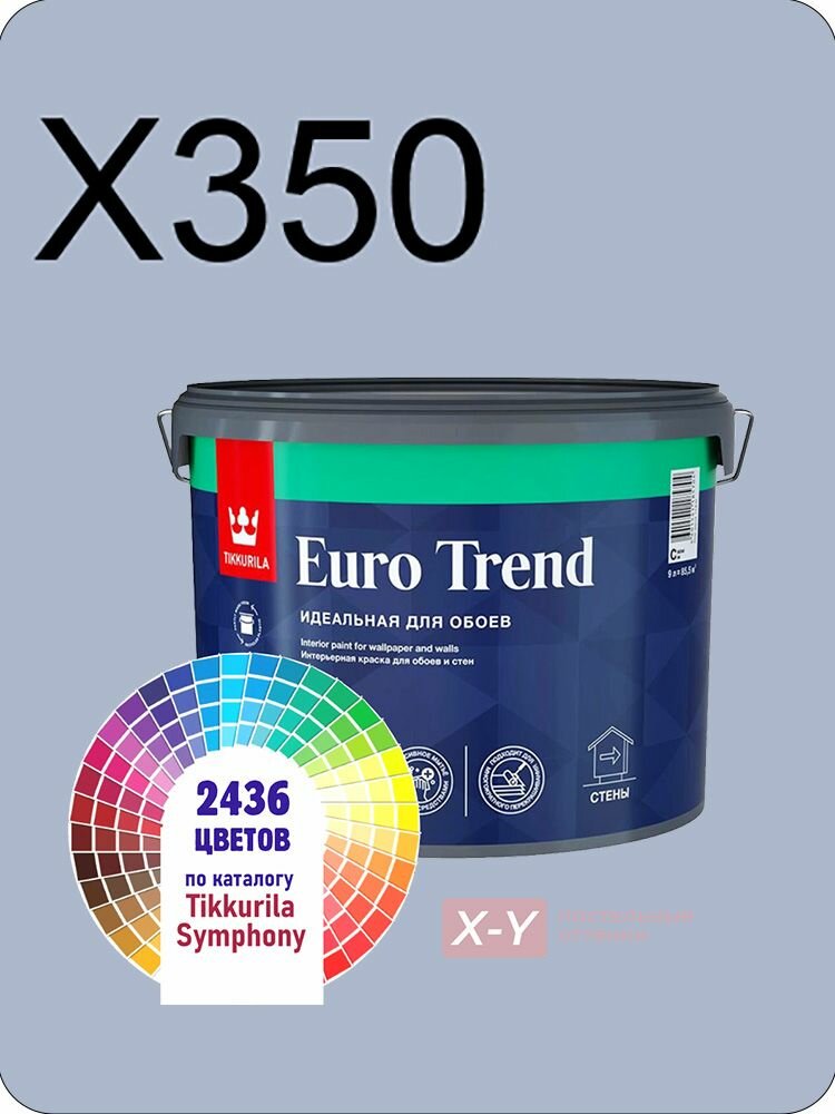 Краска для обоев Tikkurila Euro Trend 9л. пастельные оттенки X350