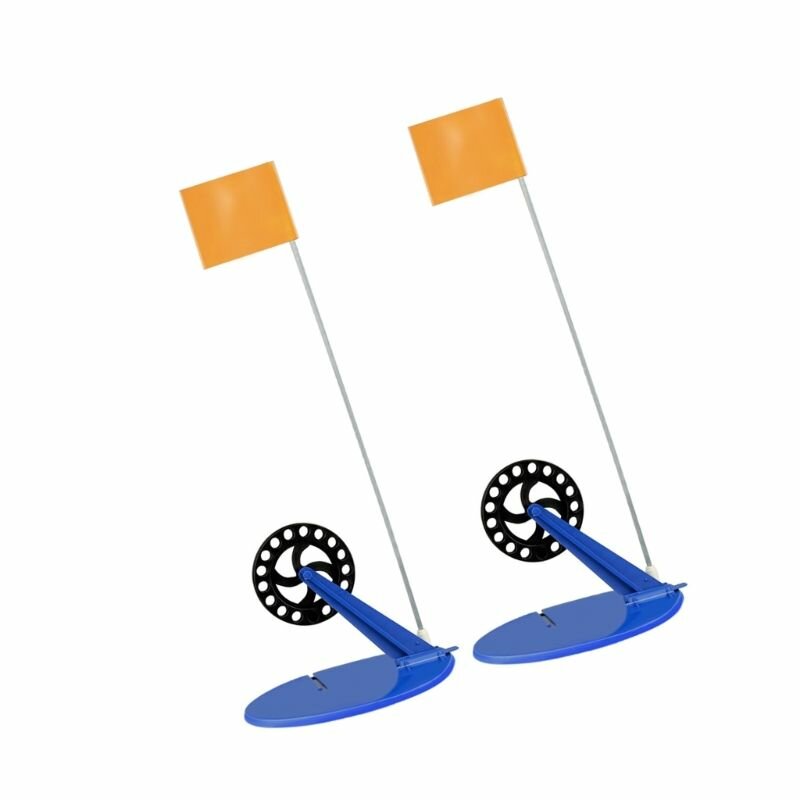 2 автоматические подледные удочки, флаг для подледной ловли снега-синяя табличка