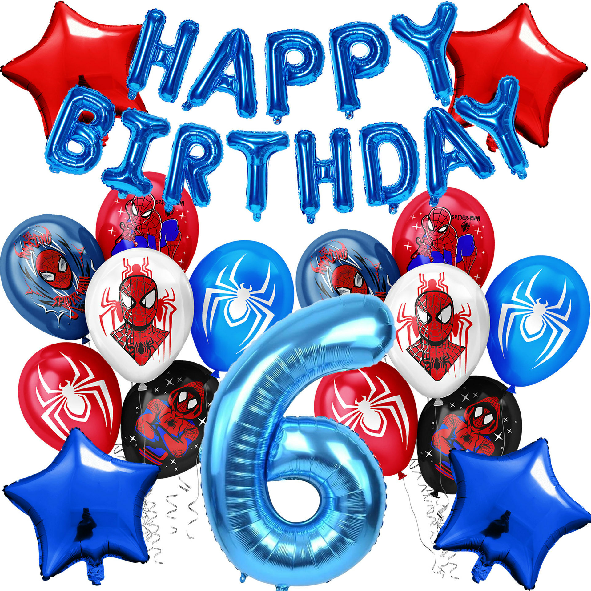 Набор фольгированных баннеров и латексных шаров с изображением супергероя Человека-паука 1-10 для украшения вечеринки на день рождения