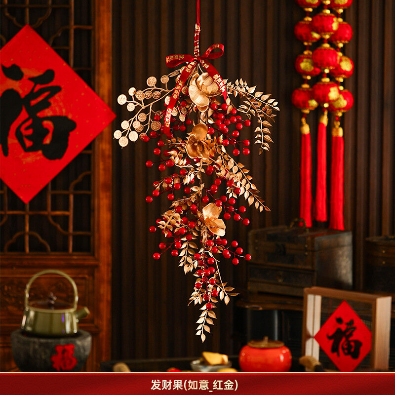 2026 Год Коня Новогоднее украшение Красный фрукт Фу персонаж Подвесное украшение Весенний фестиваль Новогоднее оформление гостиной Праздничное подвесное украшение Новогодние товары