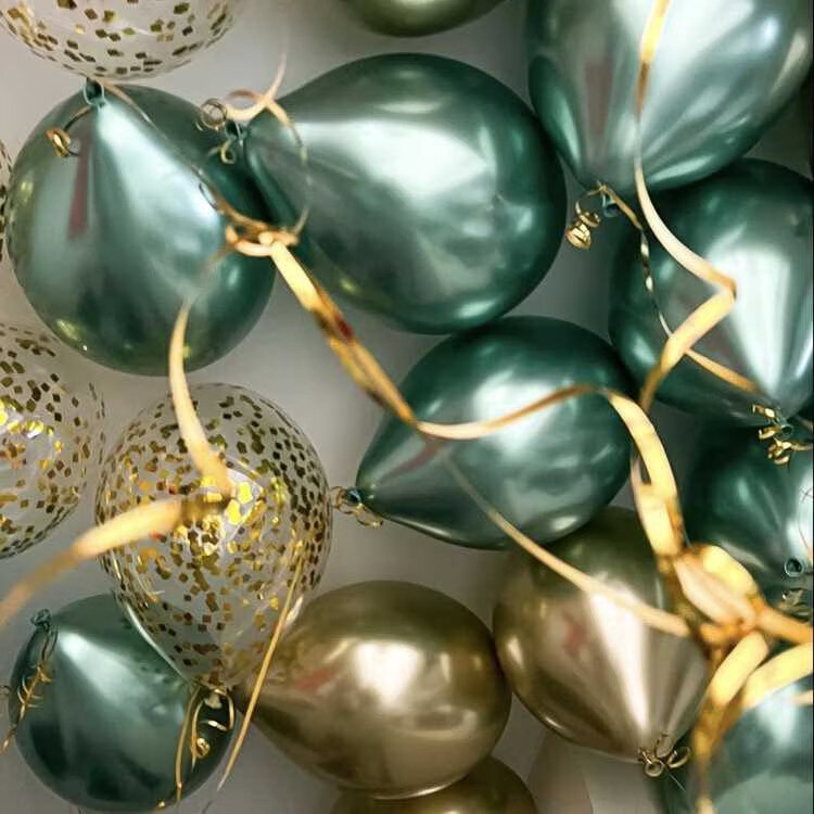 Шары под потолок «Золото хром, Зеленый хром, Золото конфетти» 25 шт
