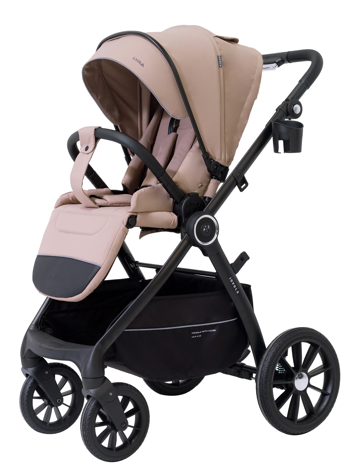 Коляска детская прогулочная Jovola Lyra, с реверсивным блоком, бежевый
