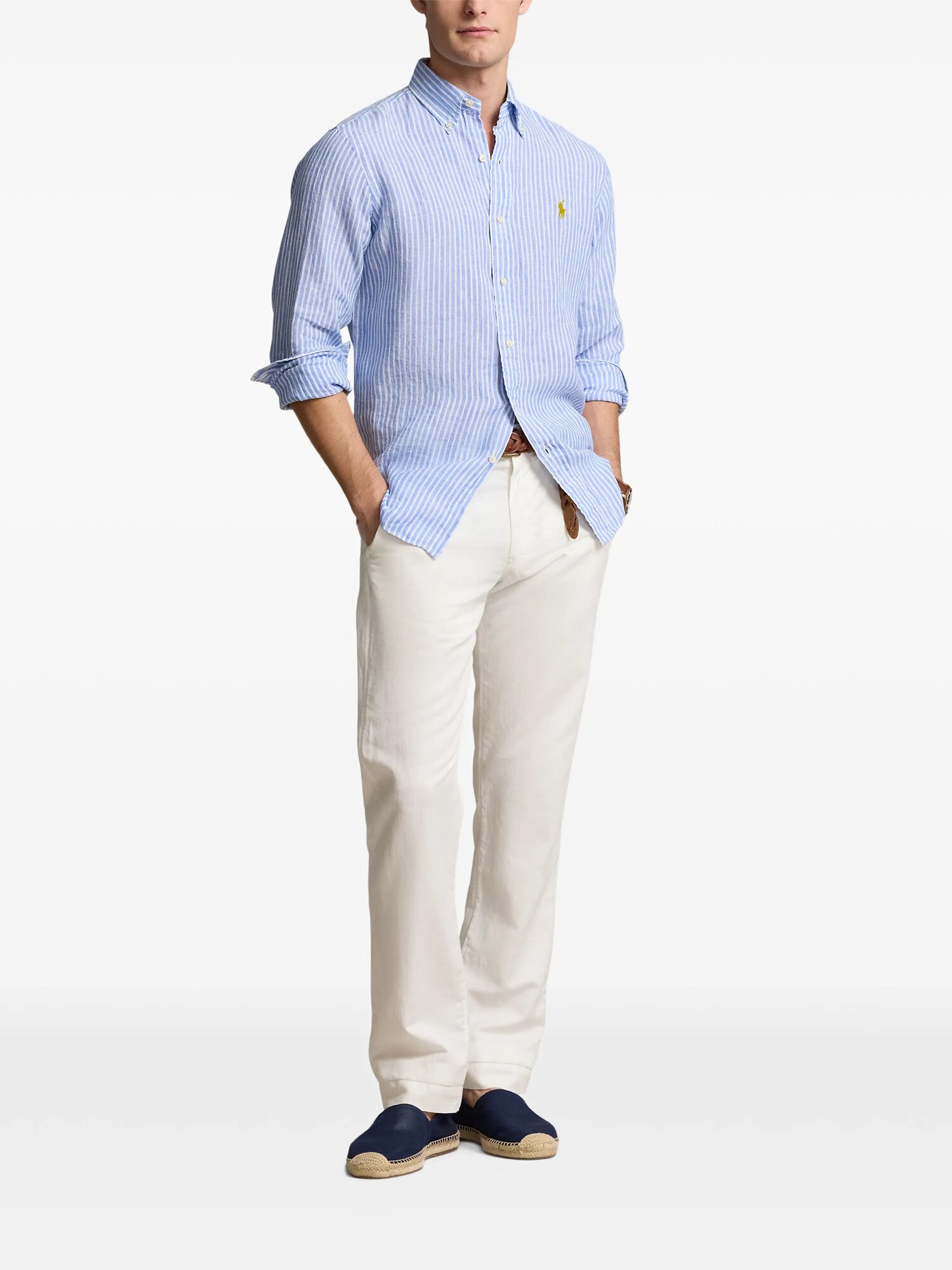 Рубашка Polo Ralph Lauren Striped button-down shirt, размер 2XL, синий — фото 1