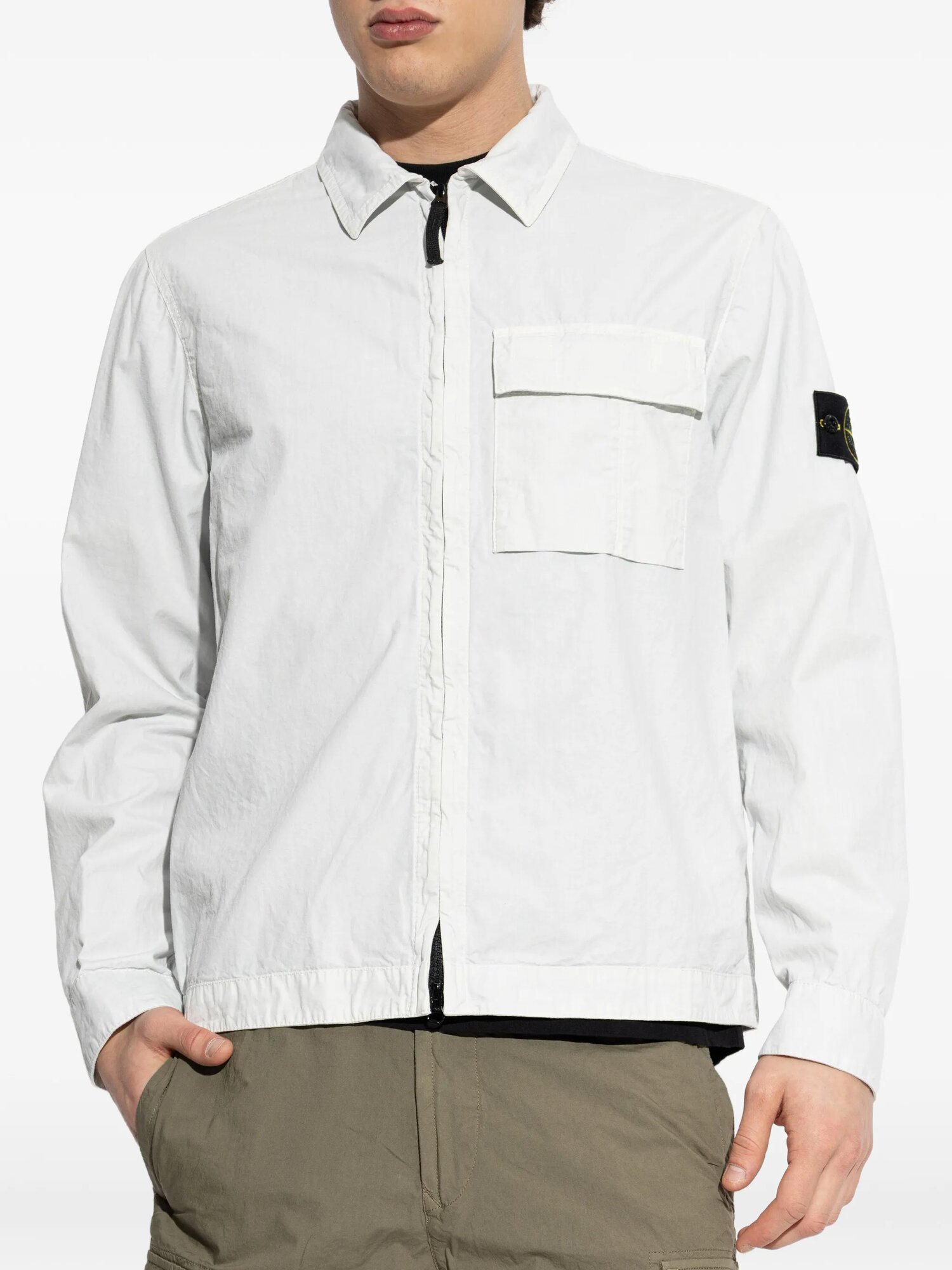 Куртка Stone Island Patch-pocket shirt jacket, размер 2XL, белый — фото 1