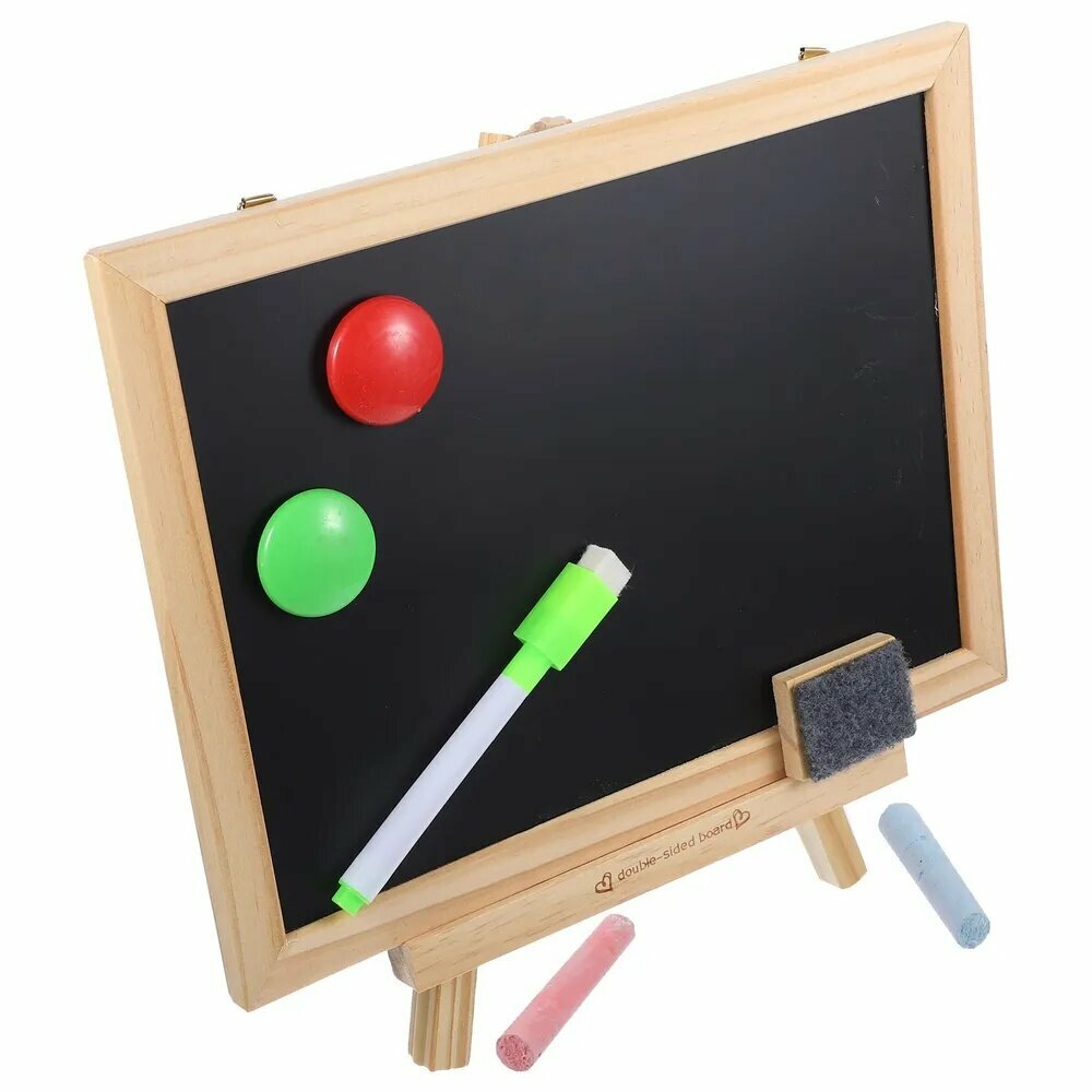 Детская Доска Для Рисования, Двусторонняя, Деревянная, Прямоугольная, Стойка, 27X25X3 Cm