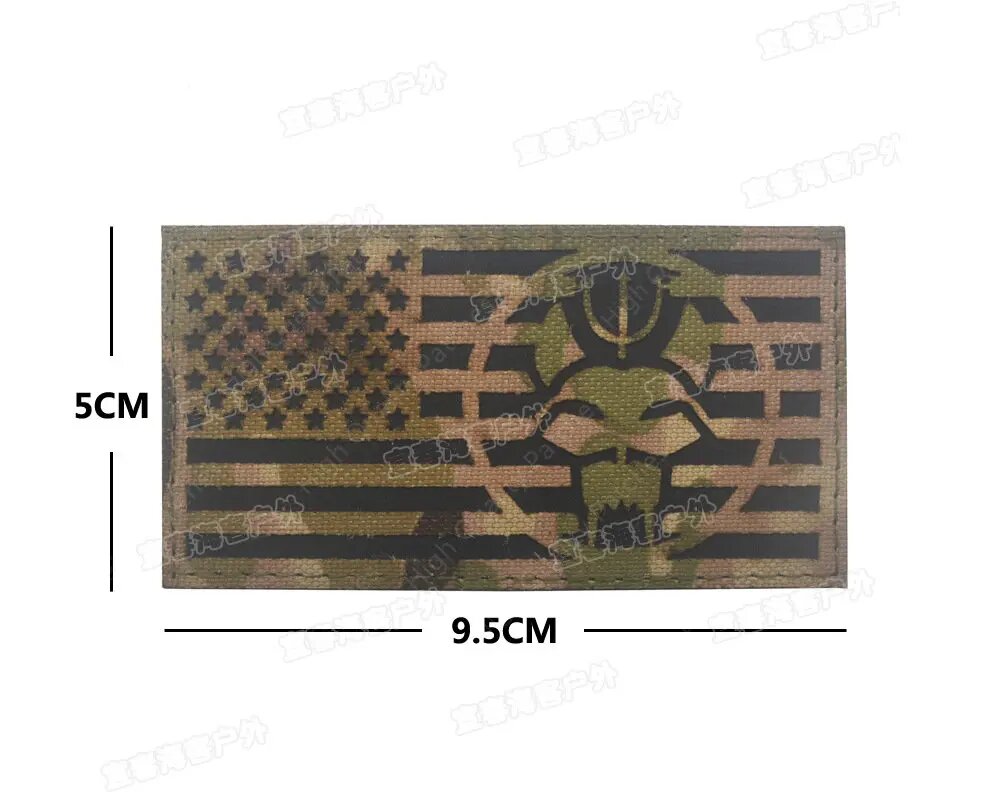 Тактическая нашивка с флагом США и черепом, 5x9.5 см, V00873-2-7