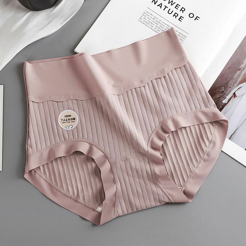 Антибактериальные новые хлопковые трусики с резьбой, ощущение кожи, класс 7A, длинноволокнистый чистый хлопок, контроль живота, женские плюс-размерные трусики с высокой талией, треугольные, полностью хлопковые