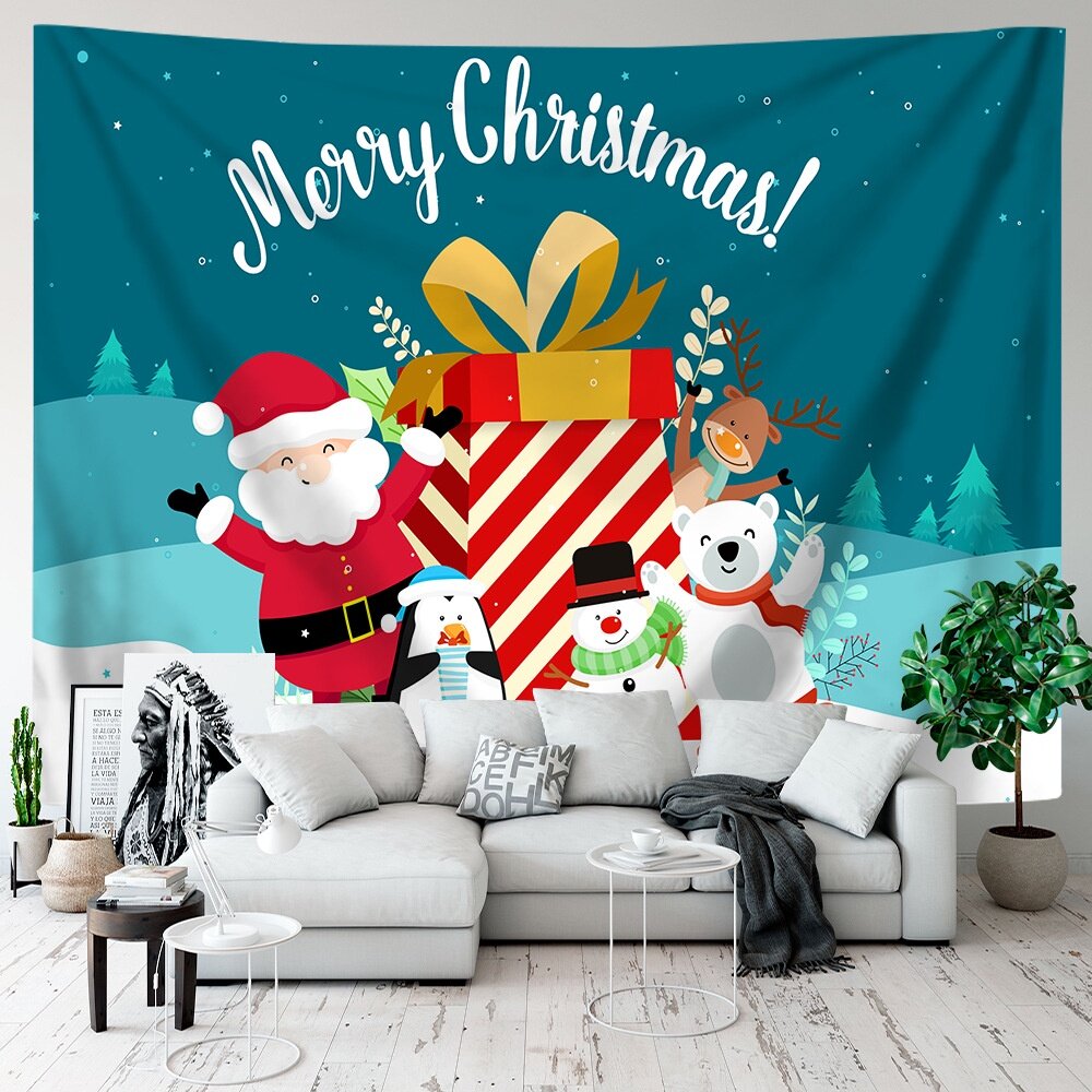 Картонный Санта-Клаус Рождественский полиэстеровый гобелен для домашнего декора, современный и простой стиль, размер 150*200 см