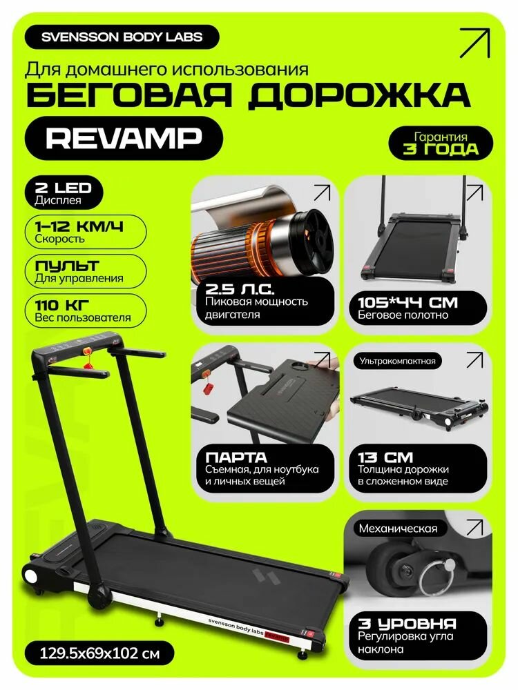 Беговая дорожка Svensson BodyLabs Revamp, электрическая, максимальная скорость до 12км/ч