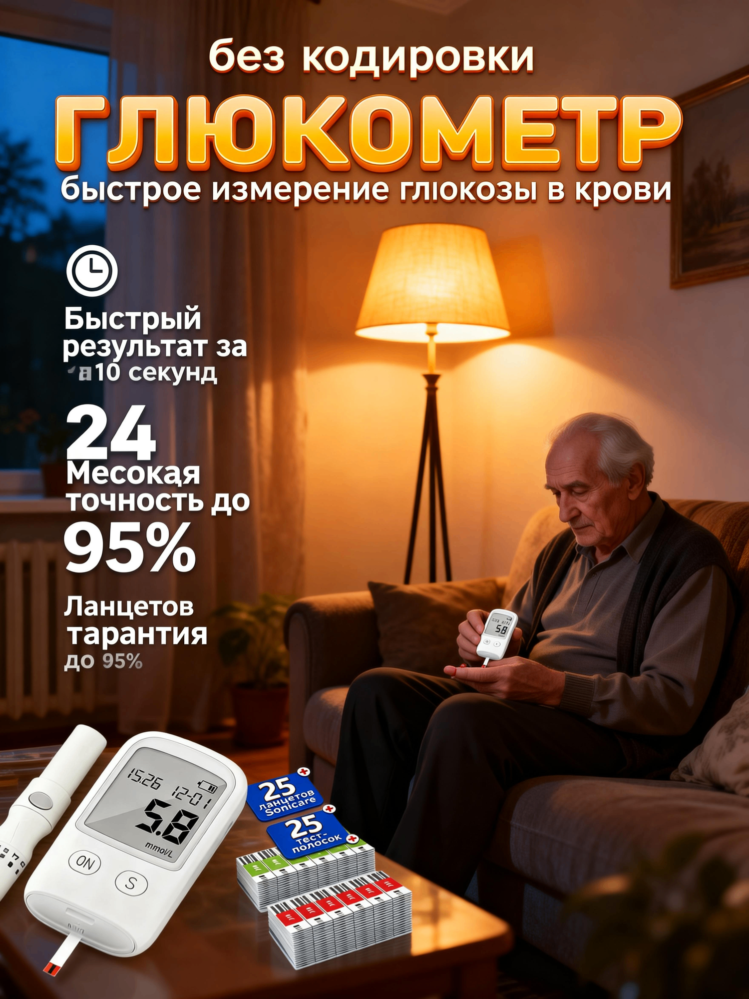 Глюкометр "Сателлит Экспресс", с полосками и ланцетами в комплекте