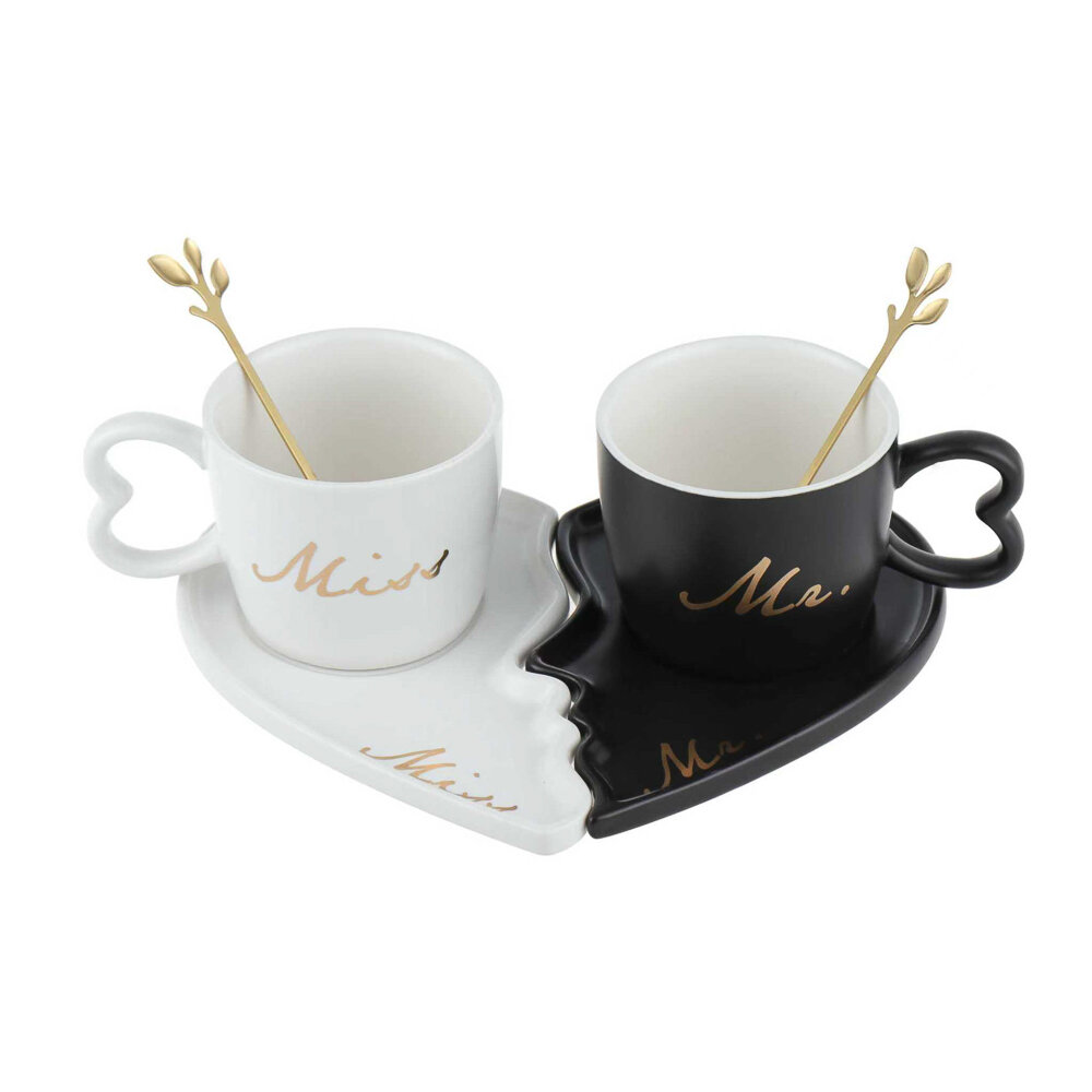 Чайный набор 4пр. 180мл, тм MILLIMI Сердце, фарфор, металл, 2 персоны