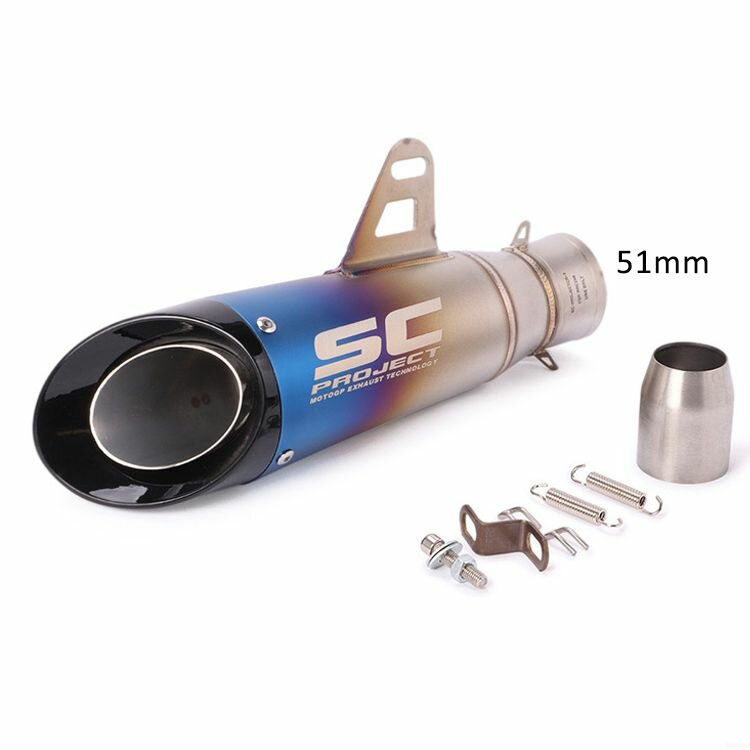 Глушитель прямоток универсальный SC Project выхлопная труба для мотоцикла / на питбайк и квадроцикл 51 мм / мопед
