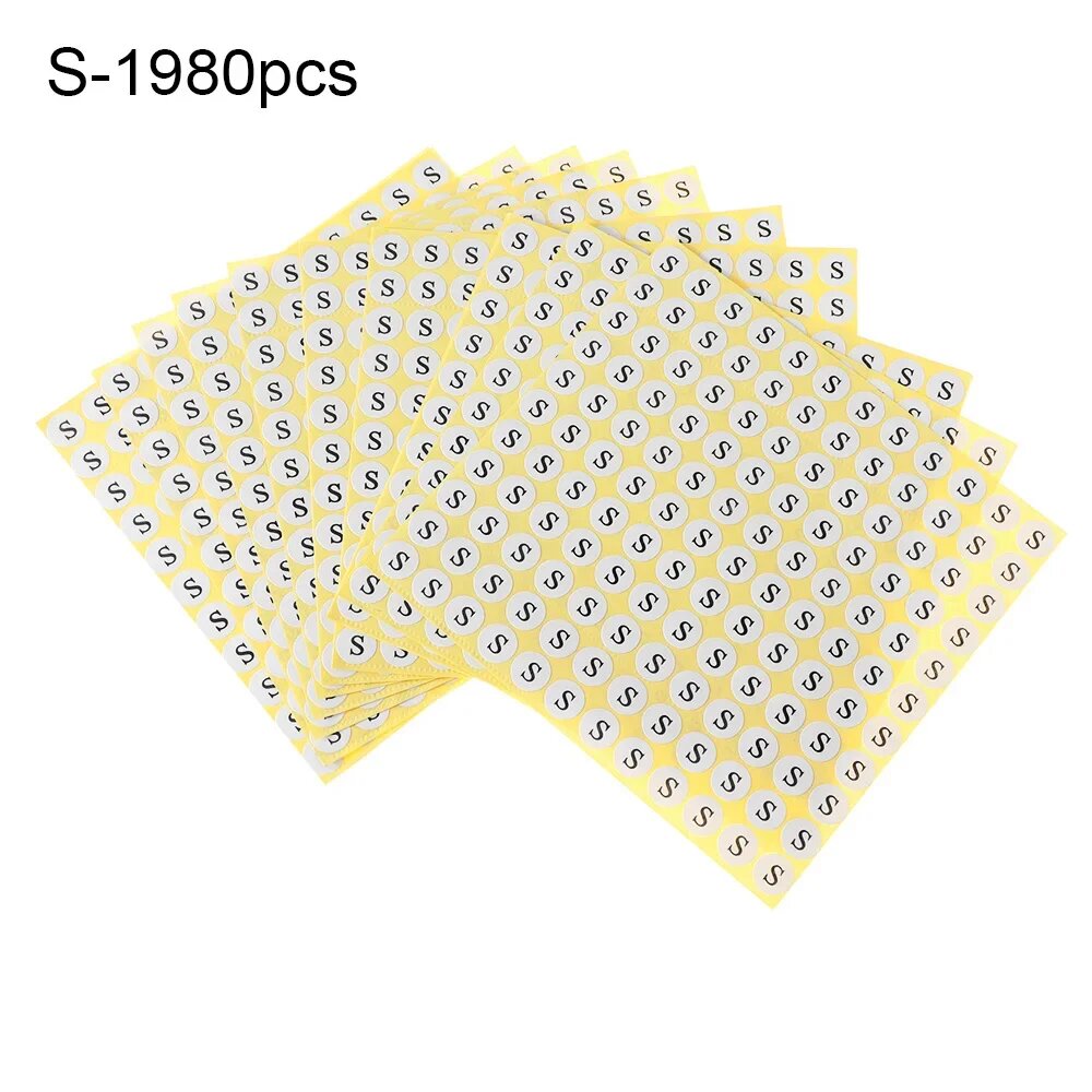 Бумажные самоклеящиеся этикетки для одежды и обуви XS/S/M/L/XL 500/1980 шт.