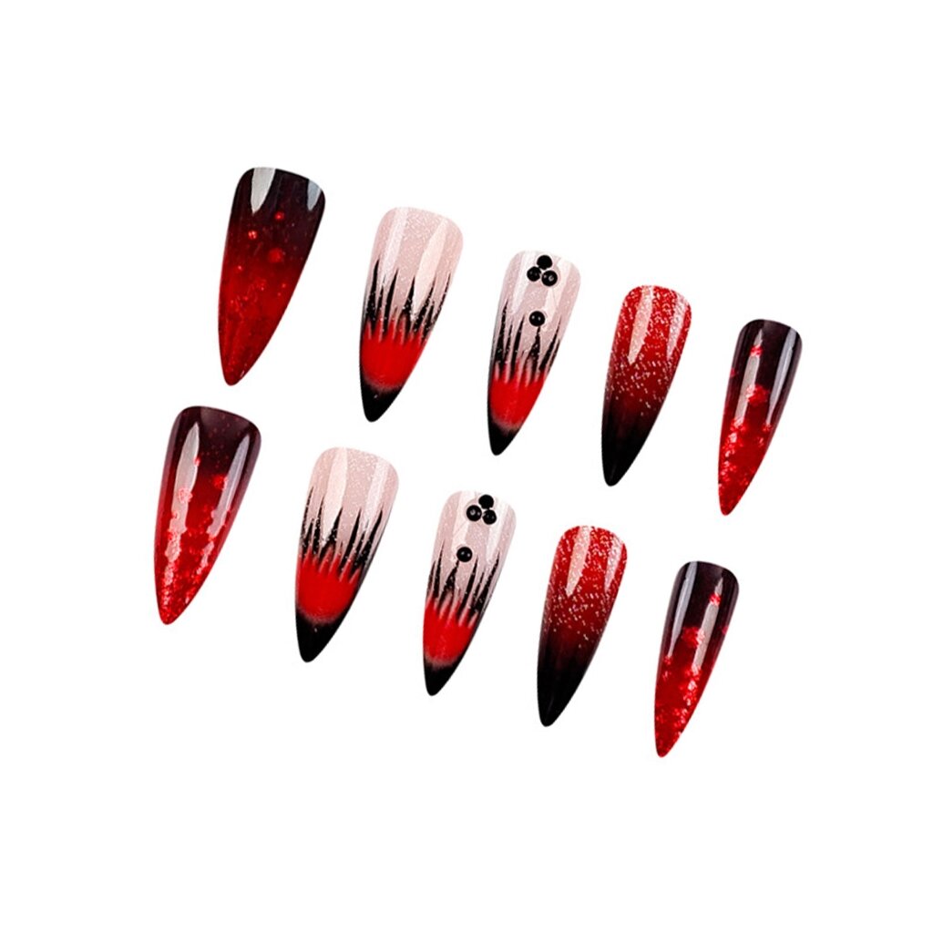 Надавливающий на Ноготь Градиентный Длинный Накладной Ноготь Акриловая Наклейка на Ноготь Полное Покрытие Блестящий Миндальный Искусственный Ноготь для Женщин